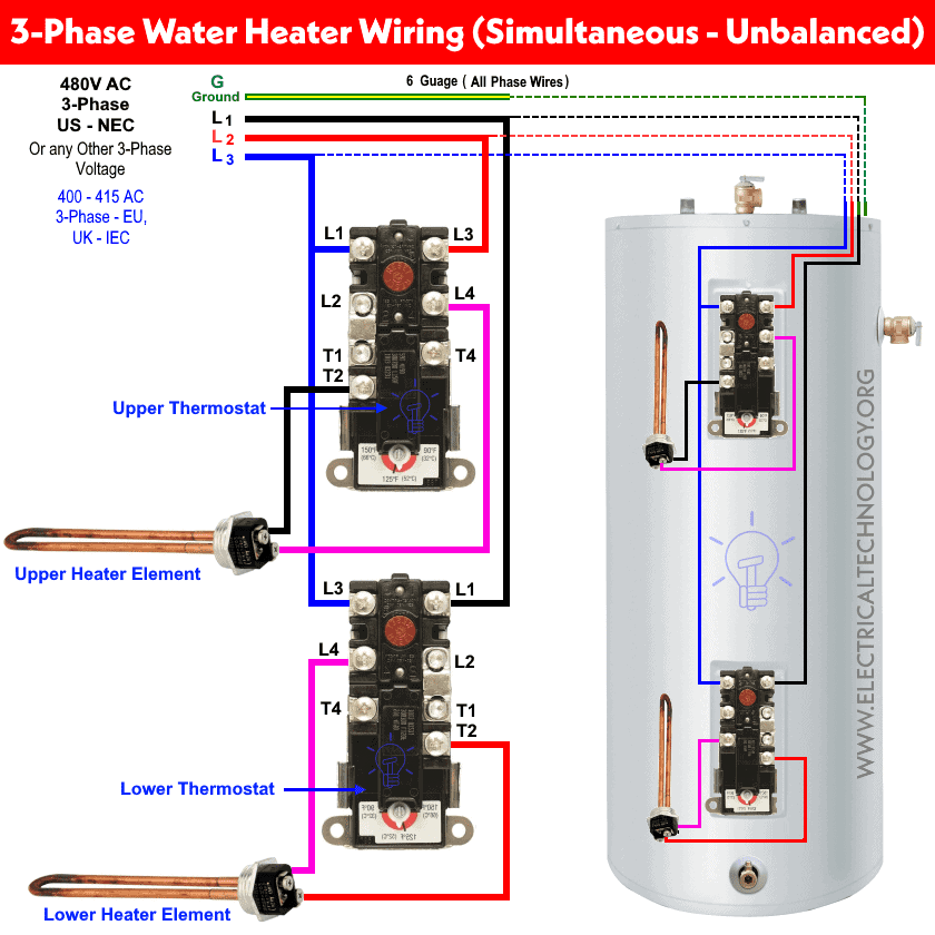 How To Wire 3 Phase Simultaneous Water Heater Thermostat How To Wire 3 Phase Simultaneous Water Heater Thermostat
