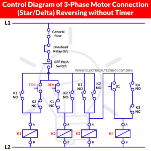 Star - Delta Starter Reverse - Forward Control Without Timer