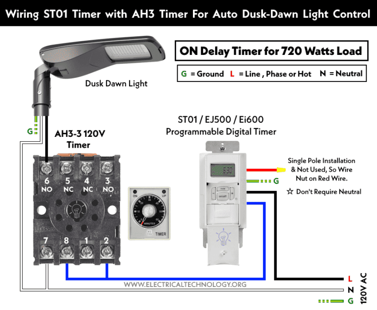 How to Wire ST01 Timer for Dusk-Dawn On-Delay Light Control?