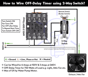 How to Wire OFF-Delay Timer for 120V and 240V Load Circuits?