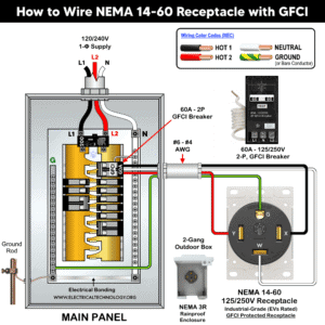 How to Wire a 60A, 125V/250V - NEMA 14-60 Receptacle